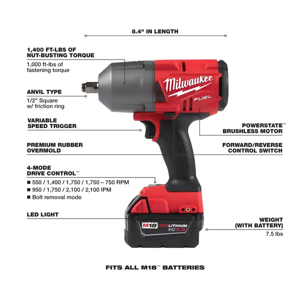 Milwaukee M18 High Torque Impact Wrench Kit 2767-21B – All Tire Supply