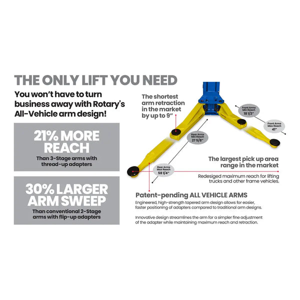 Rotary SPO12-AV 12k 2-Post Lift 5in Stack Adapters – All Tire Supply