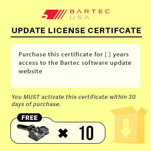Bartec TPMS Tool Software Update License with Free Sensors – All Tire ...