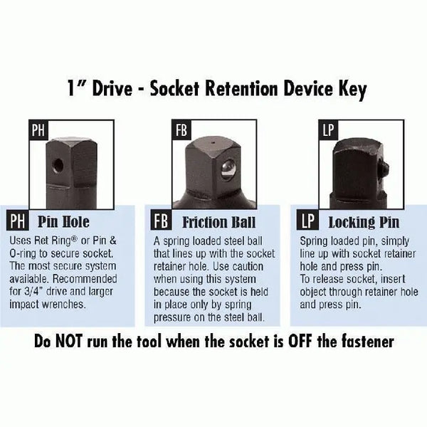 Grey Pneumatic 1 Inch Drive Extension with Pin Hole Socket Retention ...